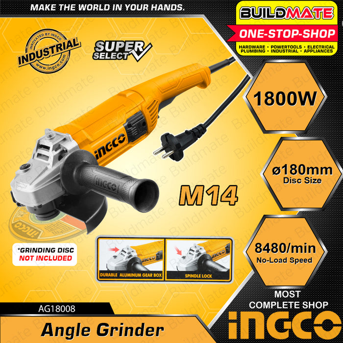 INGCO Industrial Heavy Duty Angle Grinder 7" 2000W AG200018 •BUILDMATE ...