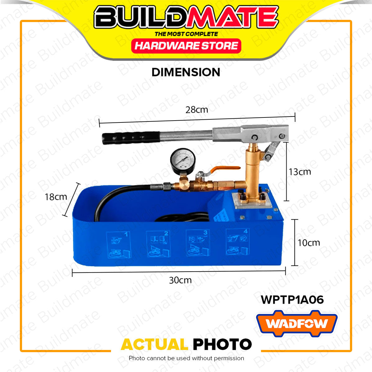 BUILDMATE Wadfow Pressure Testing Pump 0-50 Bar Water / Oil Test Pump ...