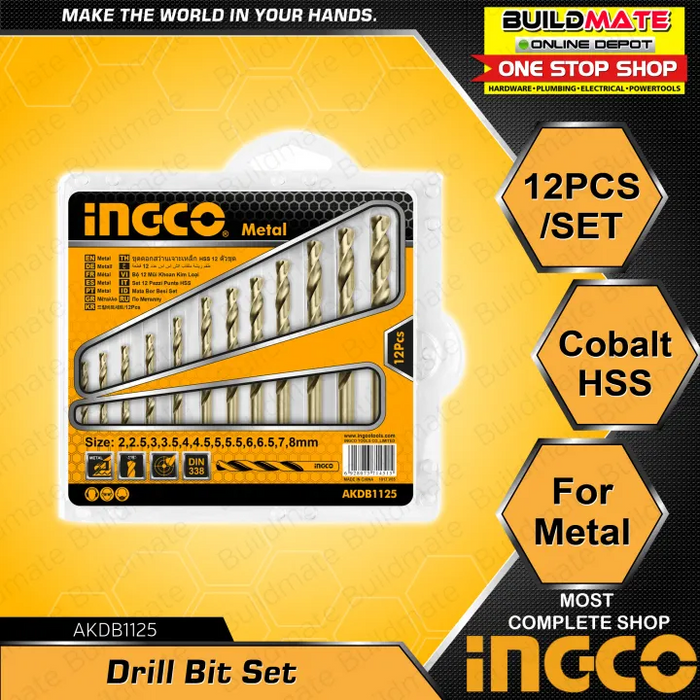 INGCO Original 12 PCS HSS Drill Bit SET AKDB1125 Metal Drilling •BUILD ...