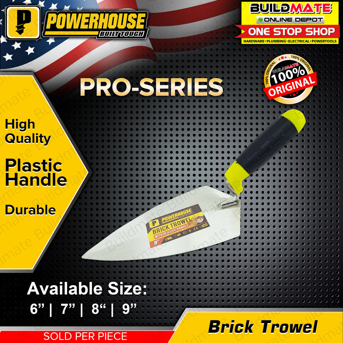POWERHOUSE PRO SERIES Brick Trowel 6" | 7" | 8" | 9" with PVC Handle S ...