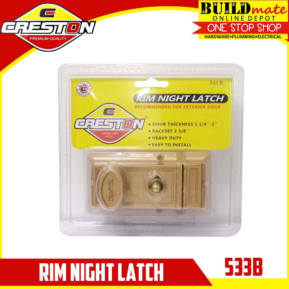 BUILDMATE Creston Rim Night Latch 1-1/14" - 2" Inch Key-Operated Secur ...
