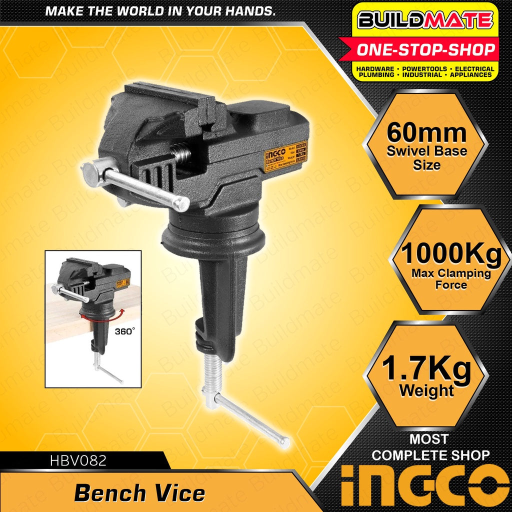 BUILDMATE Ingco Bench Vice 60MM with Anvil Body Cast Iron Bench Vise f ...