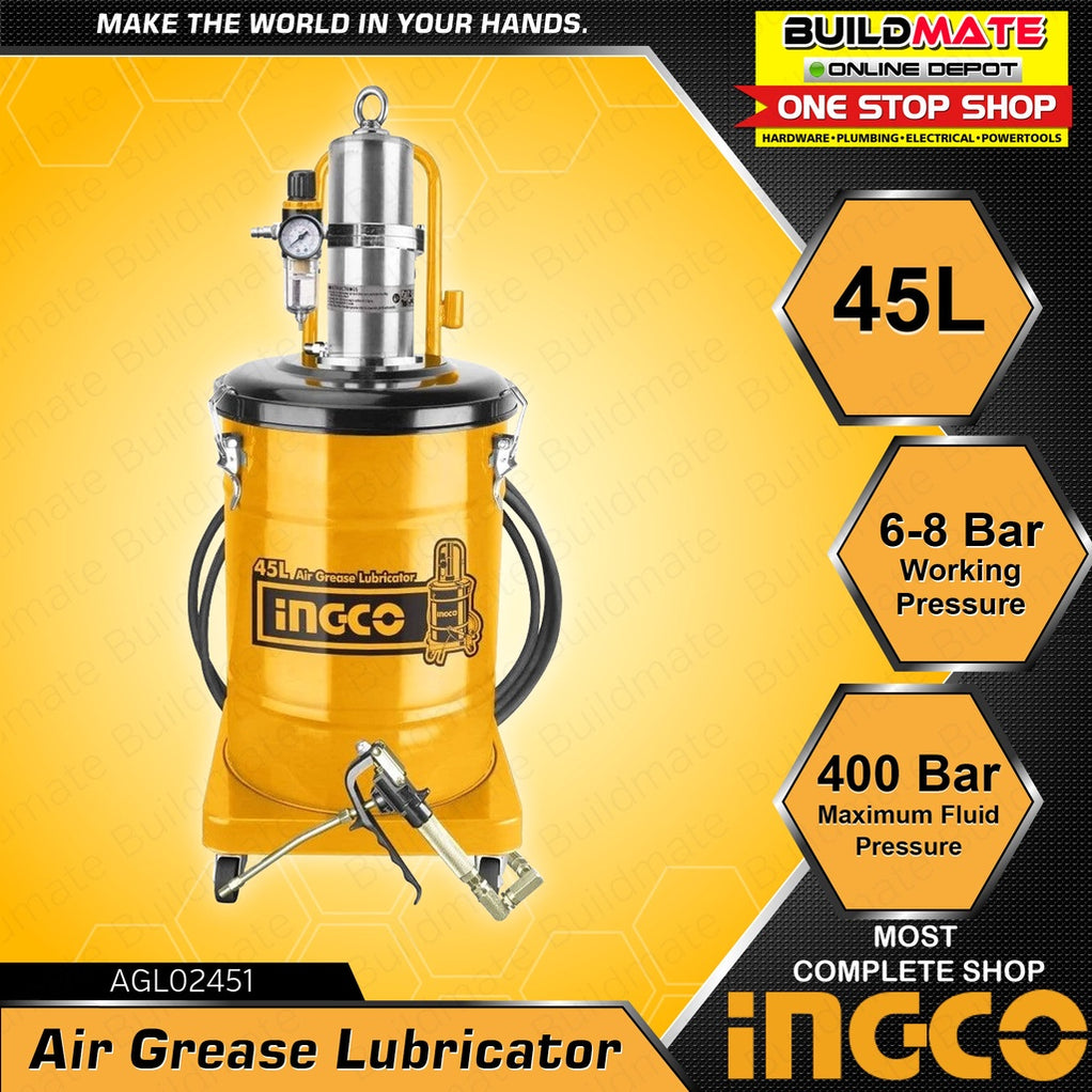 INGCO Pneumatic Air Grease Lubricator 45L Air Grease Gun Pump Air Grea ...