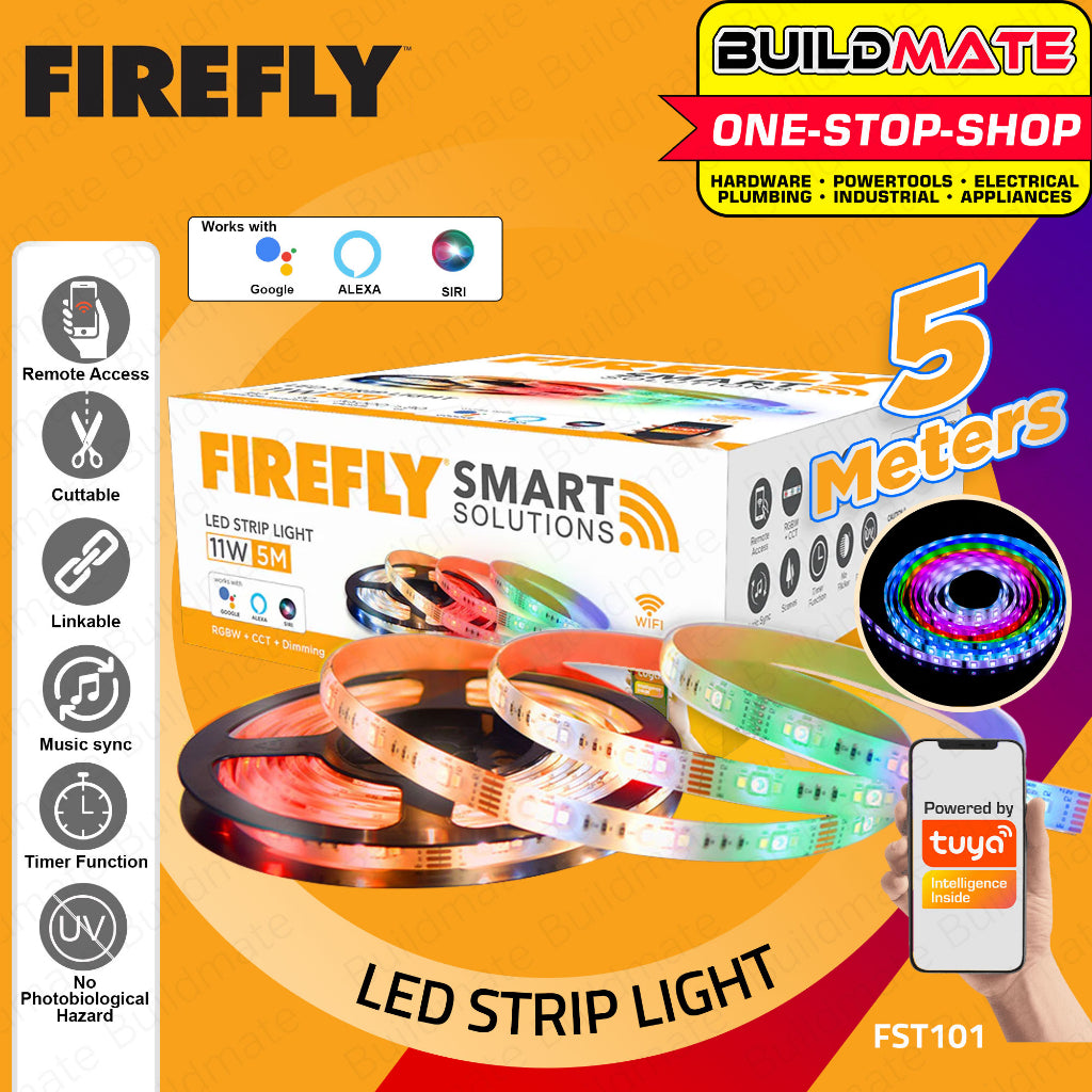 BUILDMATE Firefly Smart Led Strip Light 12V 5M RGBW+CCT Led Lights Dim ...