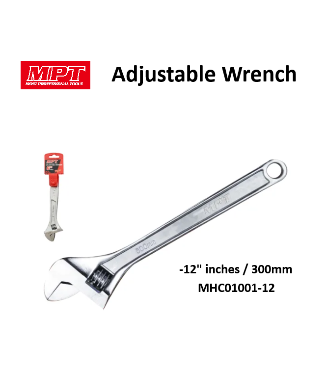 MPT 12" inches Adjustable Wrench MHC01001-12 HT •MOST PROFESSIONAL TOO ...