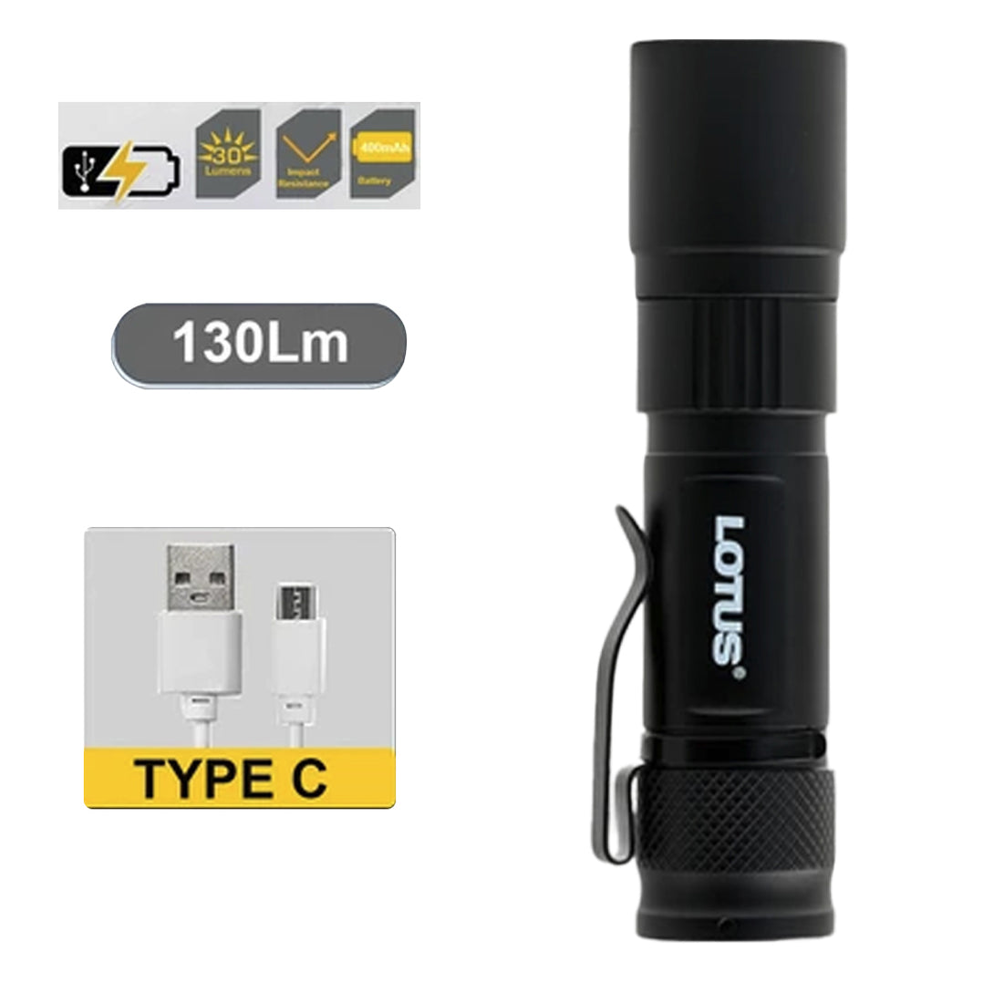 BUILDMATE x LOTUS Rechargeable Torch Light Flashlight 70LM / 130LM LE7 ...