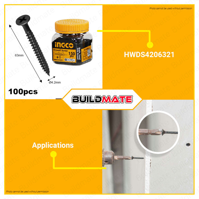 INGCO PHILIP Gypsum Wood & Drywall Black Screw in a JAR •BUILDMATE• IH ...