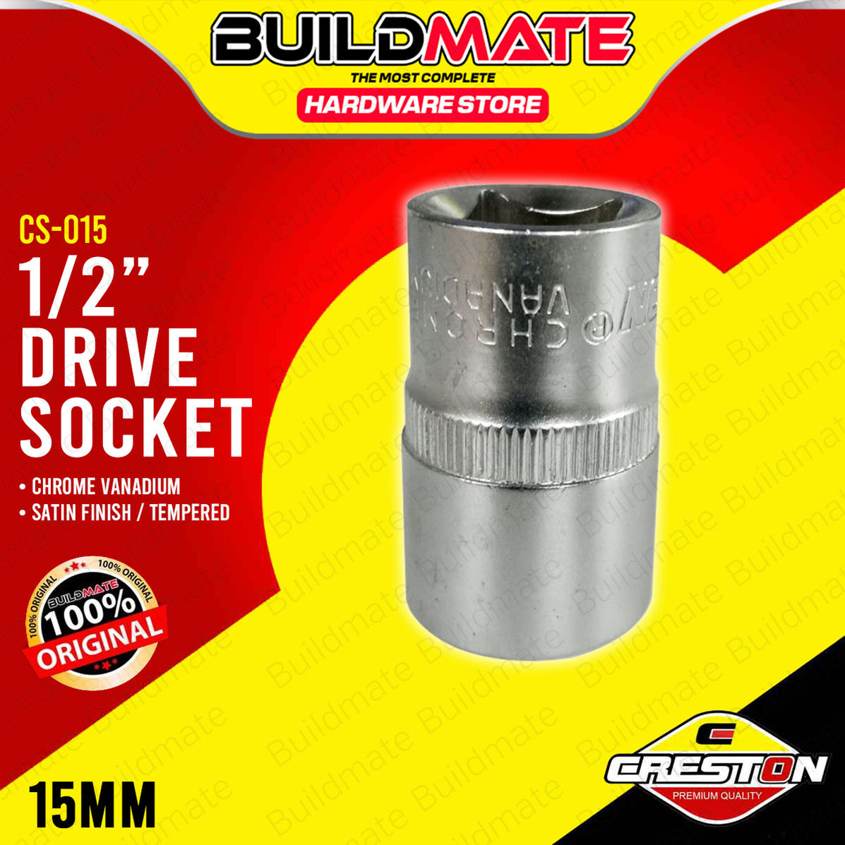 BUILDMATE Creston Chrome Vanadium Drive Socket 1/2" Inch High Quality ...