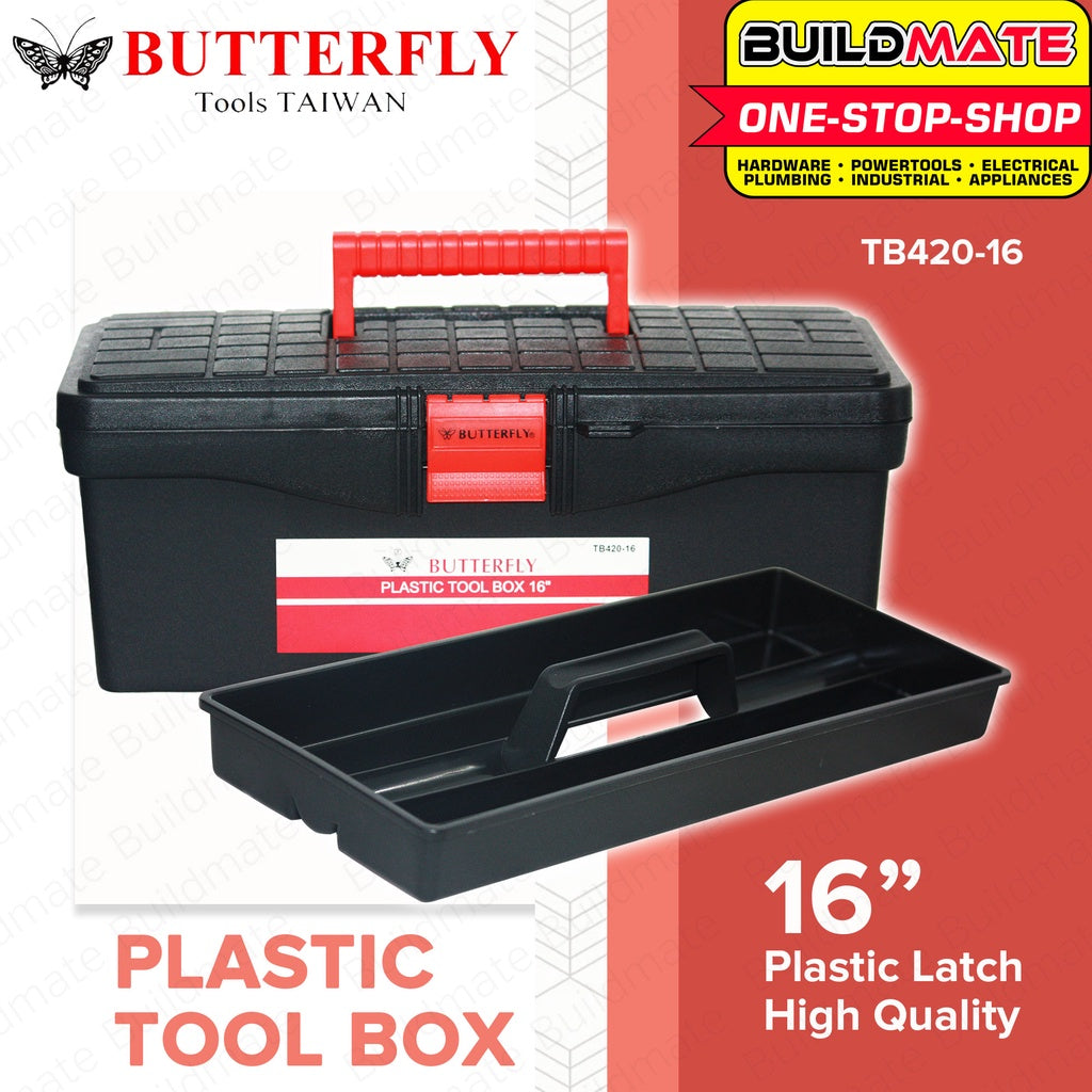 BUILDMATE Butterfly Plastic Tool Box 16" Inch Organizer Toolbox Plasti ...