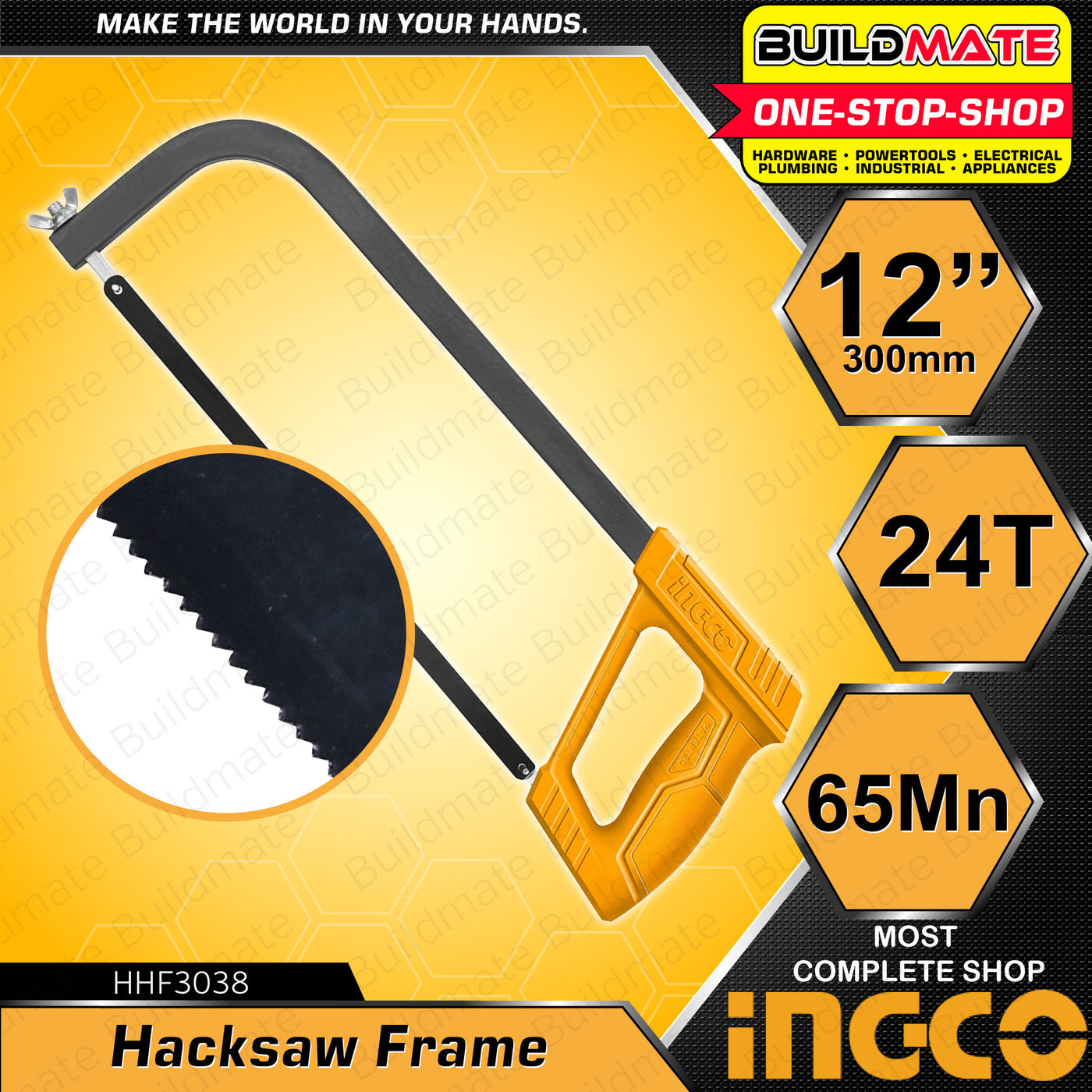 BUILDMATE Ingco Hack Saw Frame 12" Heavy Duty SOLD PER PIECE HHF3038 ...