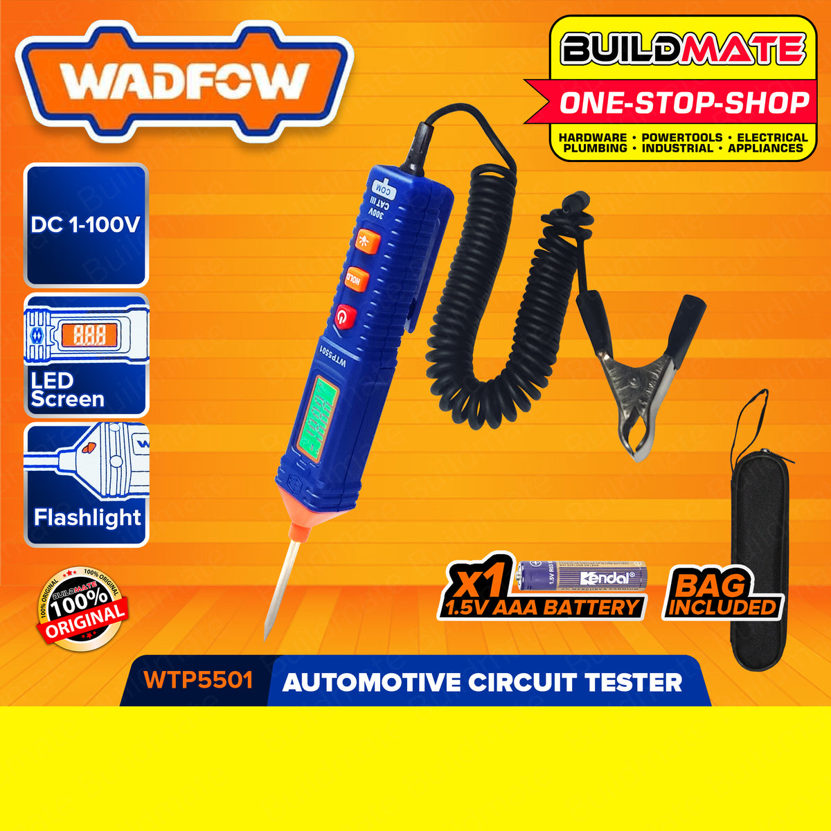 BUILDMATE Wadfow Automotive Circuit Test 300V CAT III Pointed Screwdri ...