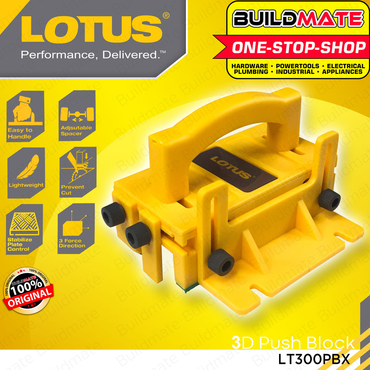 LOTUS 3D Push Block for Table Saw Router Jointer & Band Saw Machine Wo ...