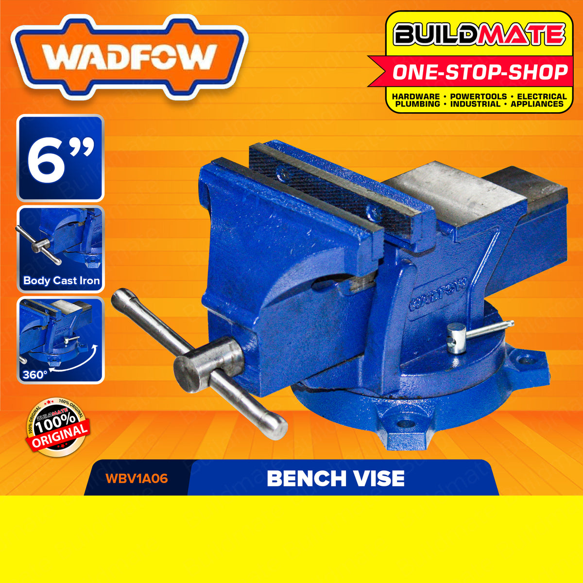 WADFOW Anvil Bench Vice 6" Inch 150mm With Anvil Body Cast Iron Gato B ...