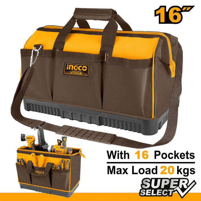 BUILDMATE Ingco 16" Inch Tool Bag with 16 Pockets Multi-functional Han ...
