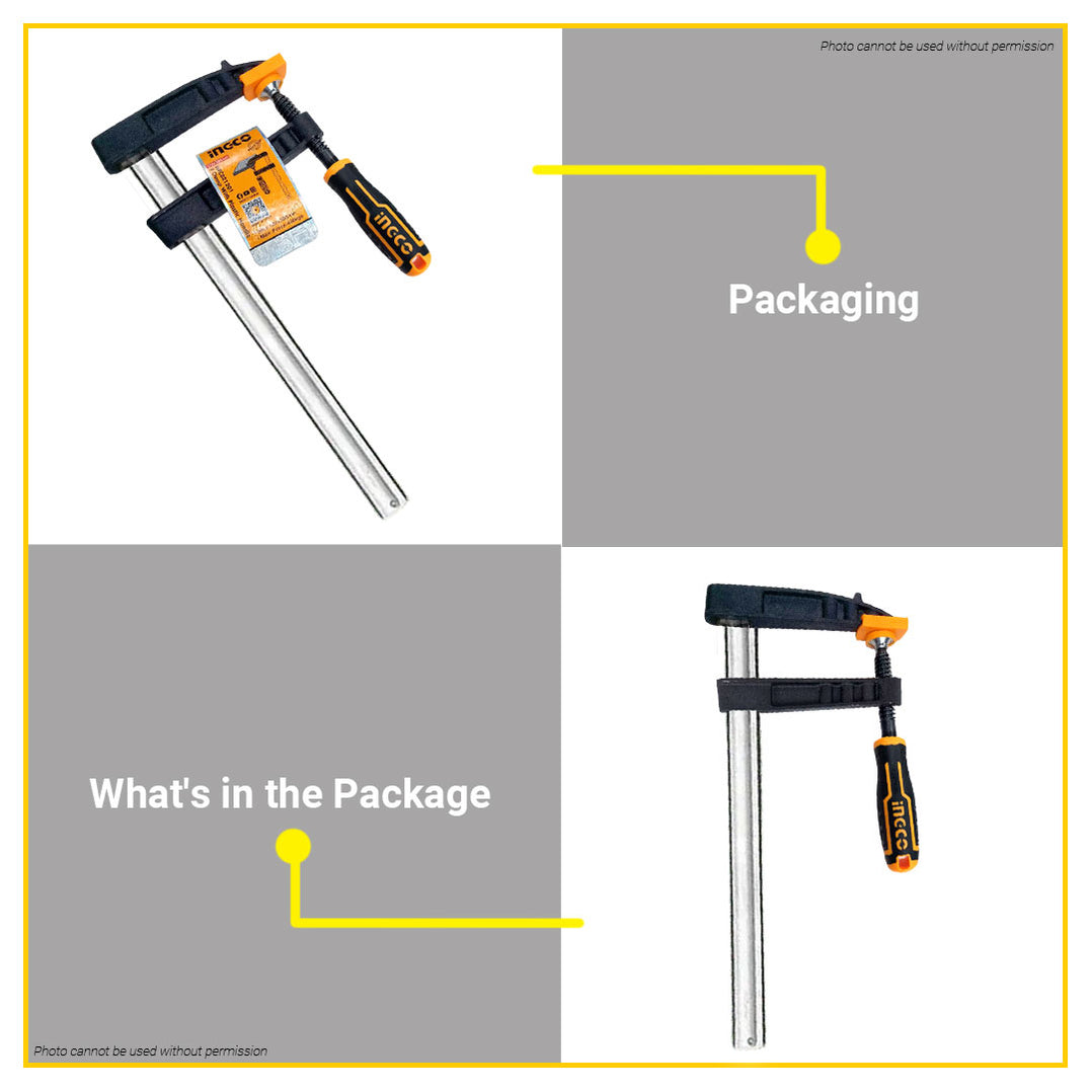 BUILDMATE Ingco F clamp with Plastic Handle (BIG SIZES) 450kg Max Clam ...