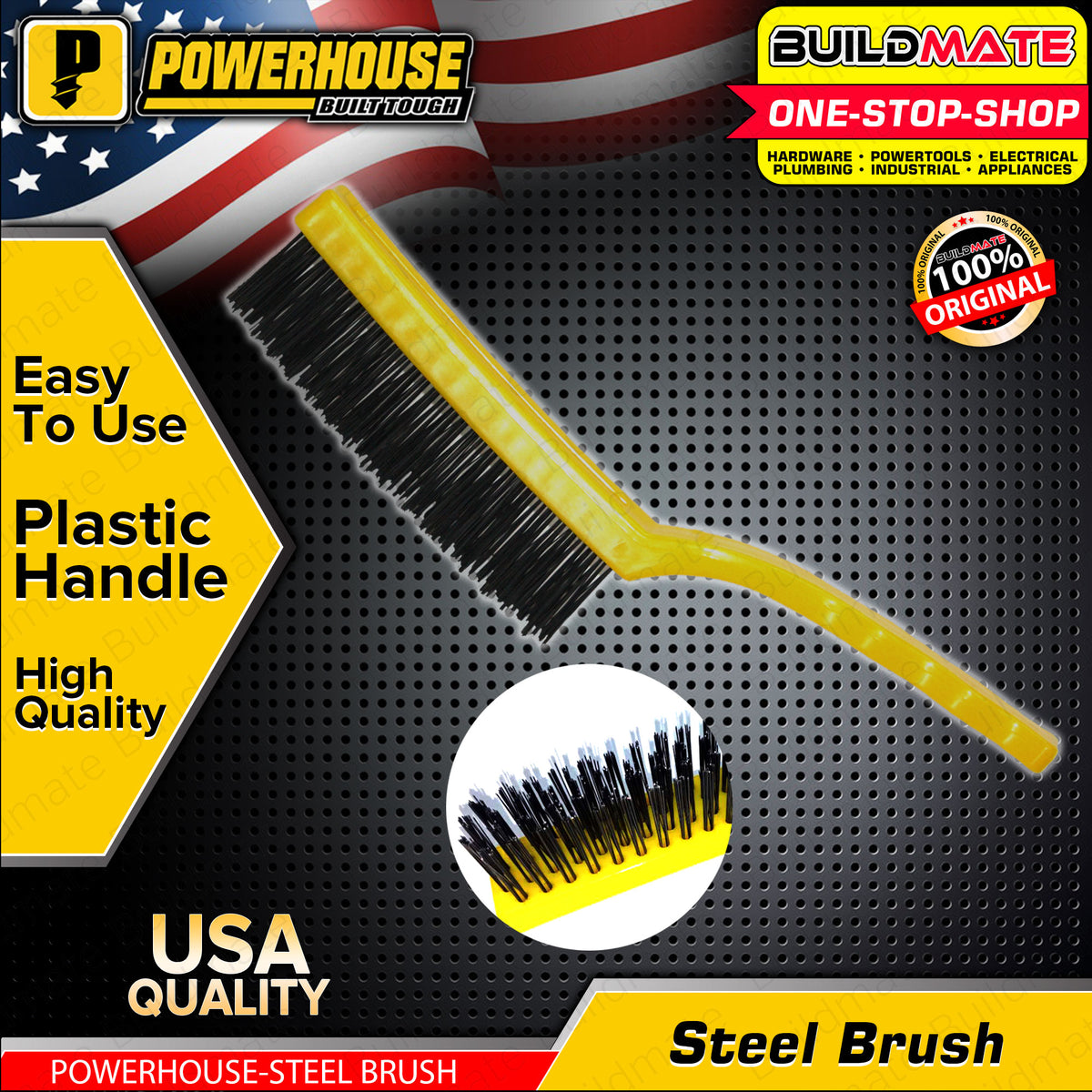 POWERHOUSE Steel Brush with Plastic Handle Wire Brush Stripper Brush S ...