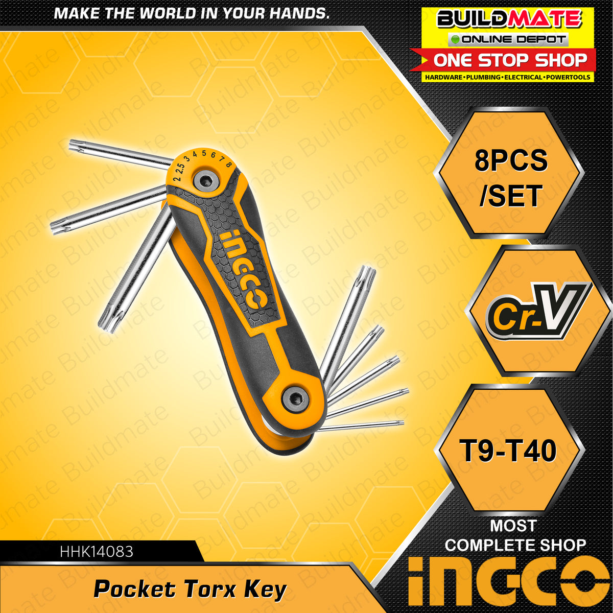 INGCO Pocket Torx Key 8pcs/SET HHK14083 •BUILDMATE• IHT — Buildmate