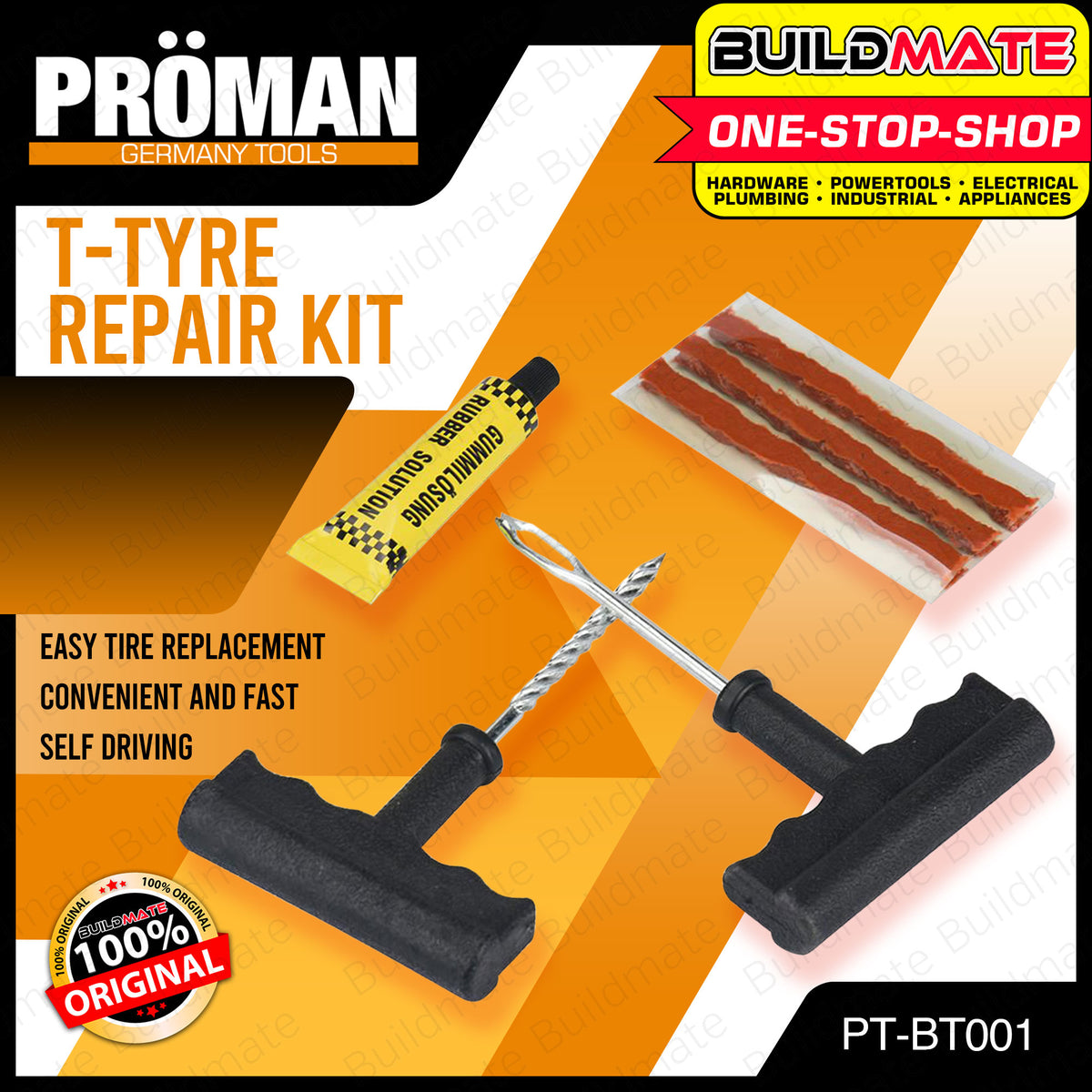 PROMAN Germany Tubeless Tire Wheel Repair Tool Kit for Bike Bicycle Mo ...