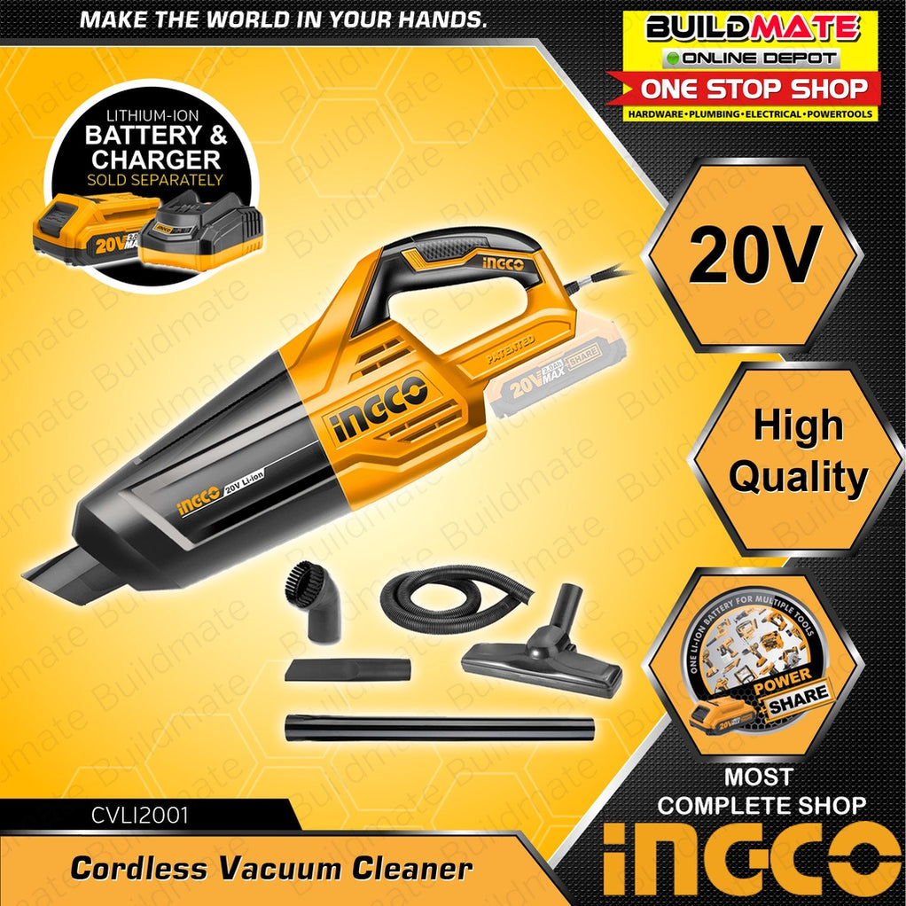 INGCO Cordless Wireless Vacuum Cleaner 20V CVLI2001 POWERSHARE +FREE B ...