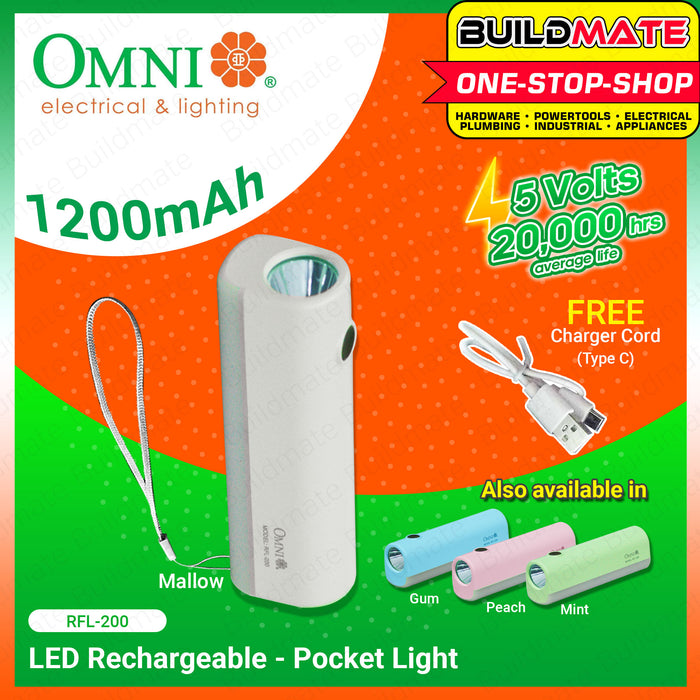 BUILDMATE Omni LED Rechargeable Pocket Light 1200mAh with TYPE-C Charg ...