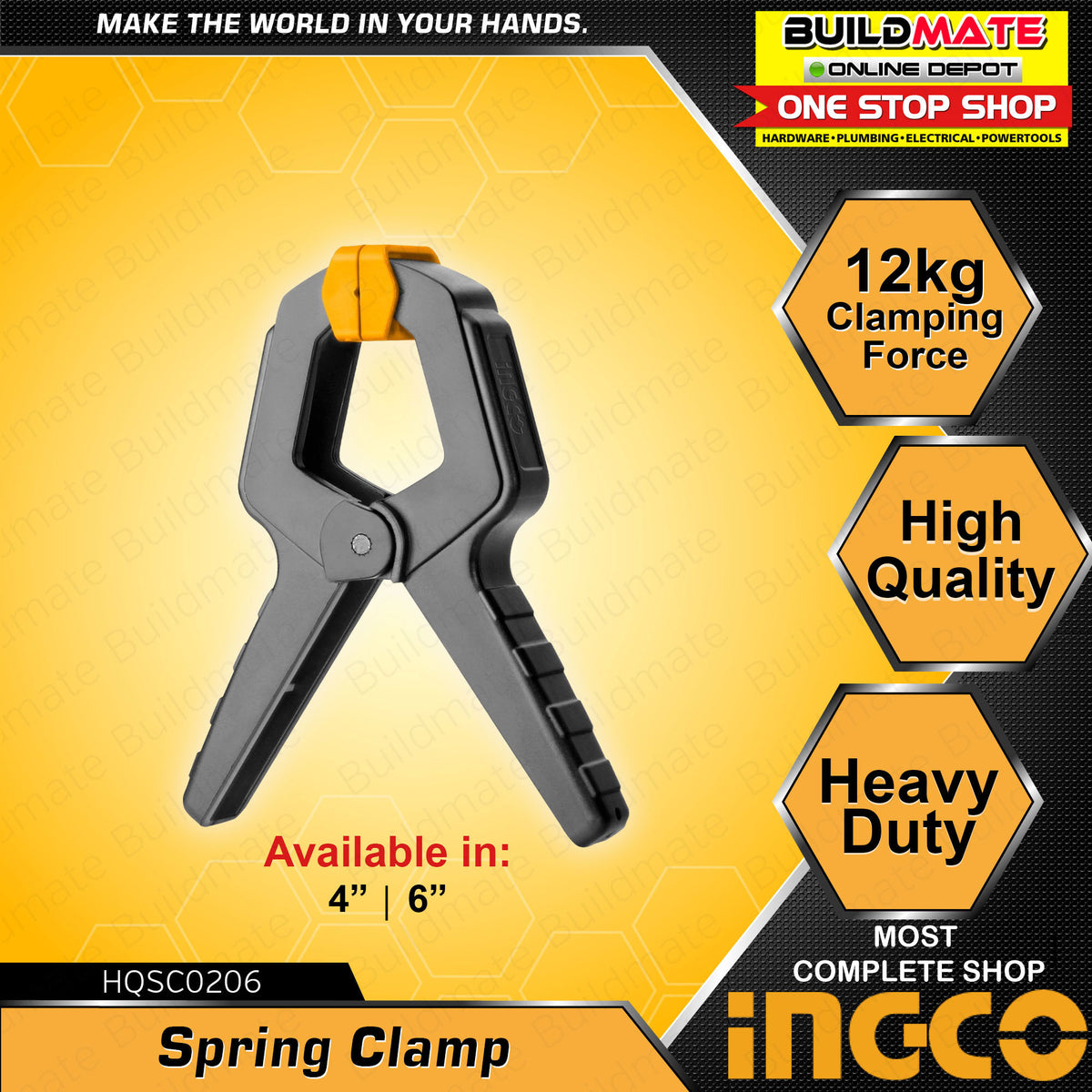 INGCO Spring Clamp 4" | 6" SOLD PER PIECE •BUILDMATE• IHT — Buildmate