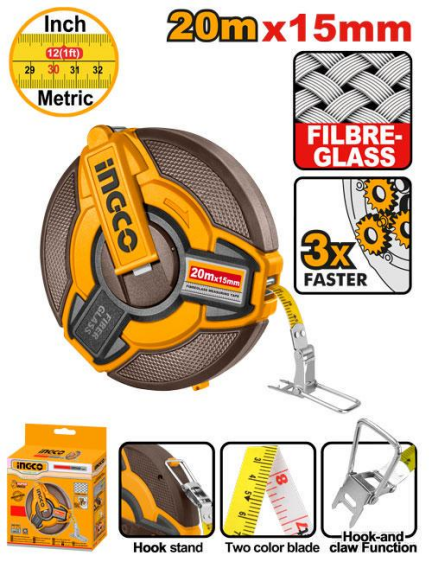 INGCO Fibreglass Measuring Tape for Accurate Long-Distance Measurement ...