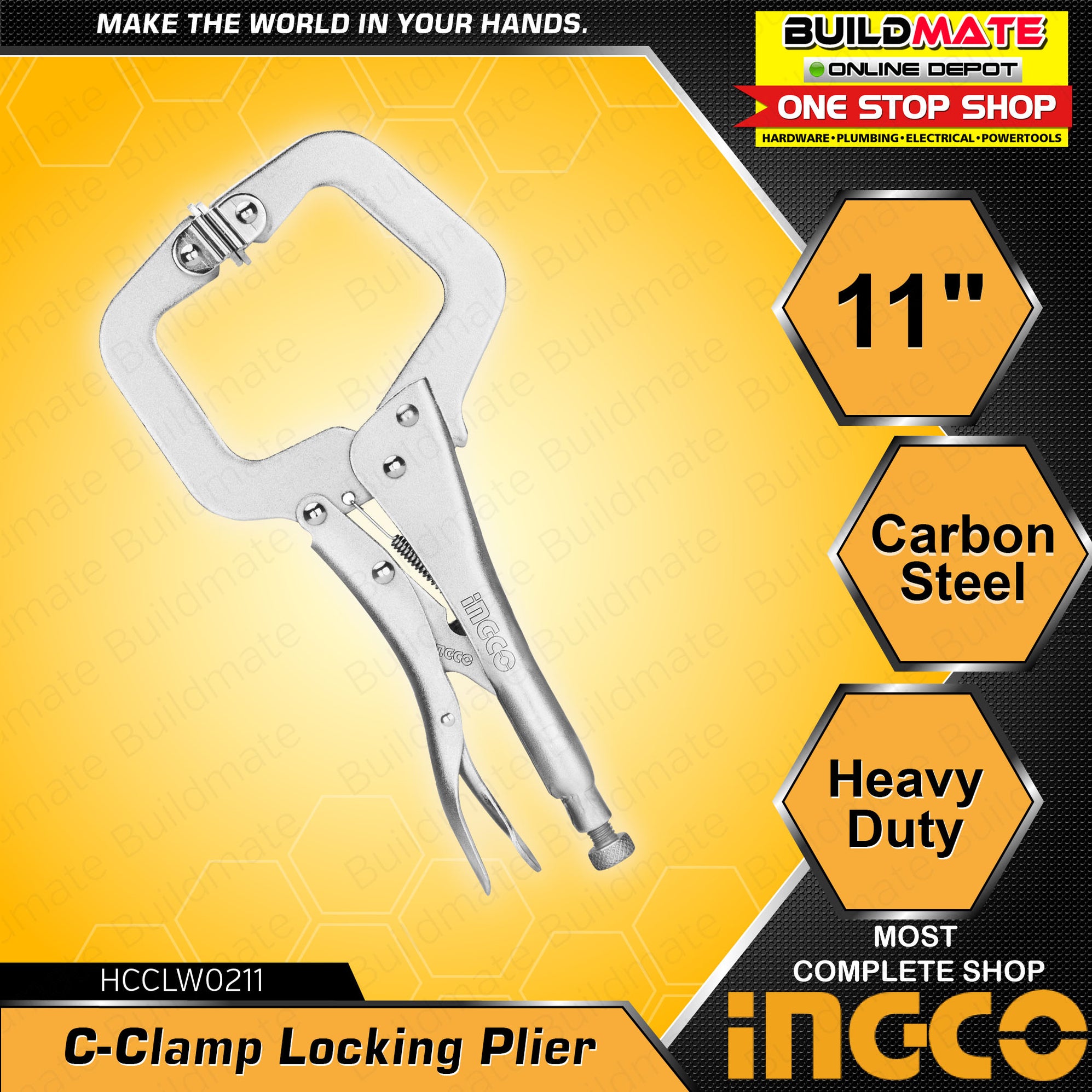 INGCO C-Clamp Locking Plier 11" HCCLW0211 •BUILDMATE• IHT — Buildmate