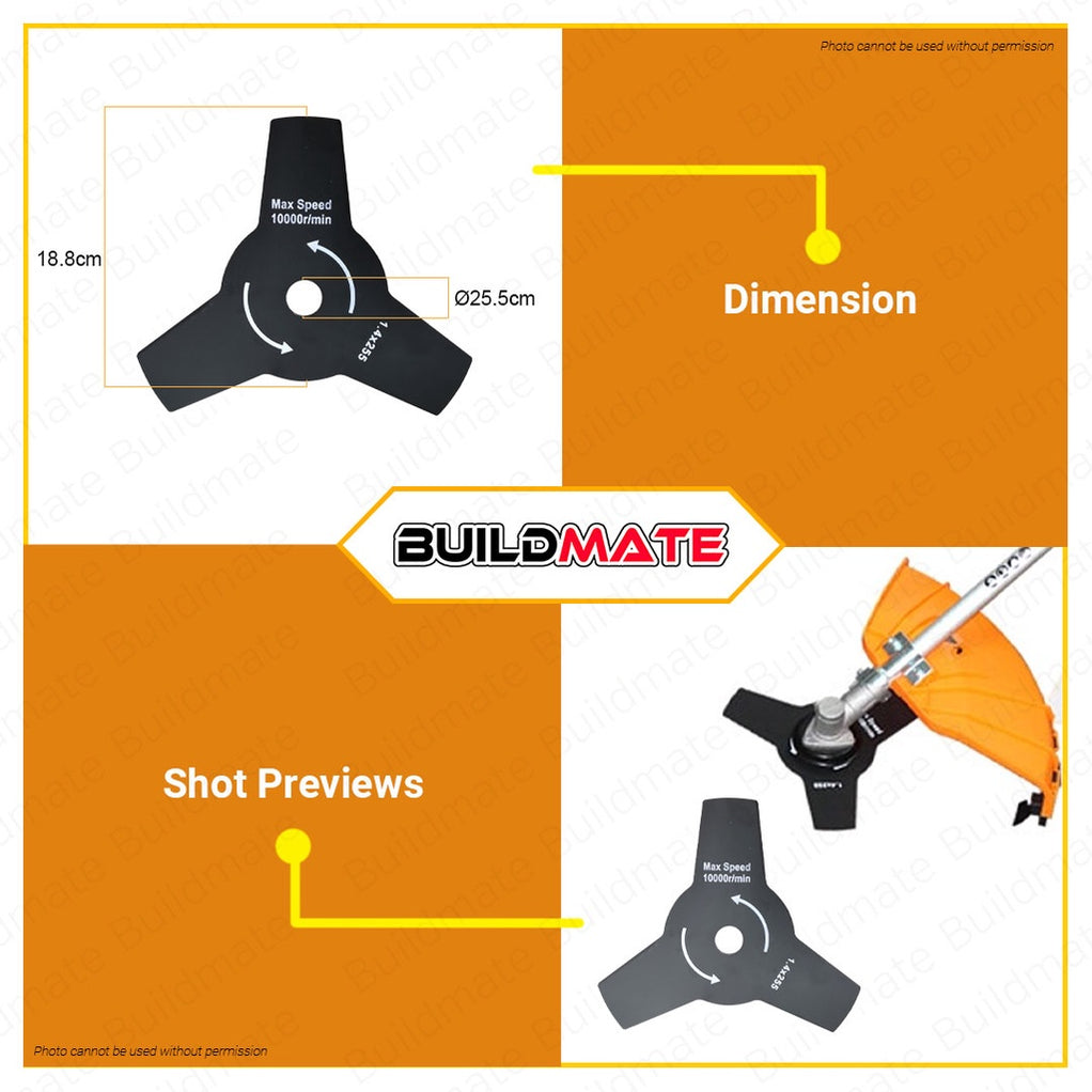 INGCO Bush Cutter Blade 1.4 x 255mm 3 Teeth Garden Cutter Tools Suitab ...