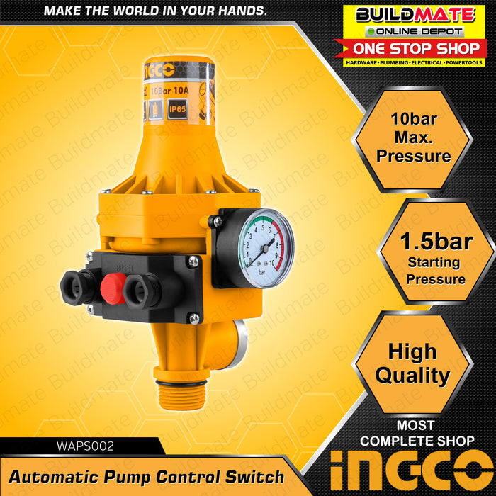 INGCO Original Automatic Pump Control Switch 1/3 HP 10 Bar 10A WAPS002 ...