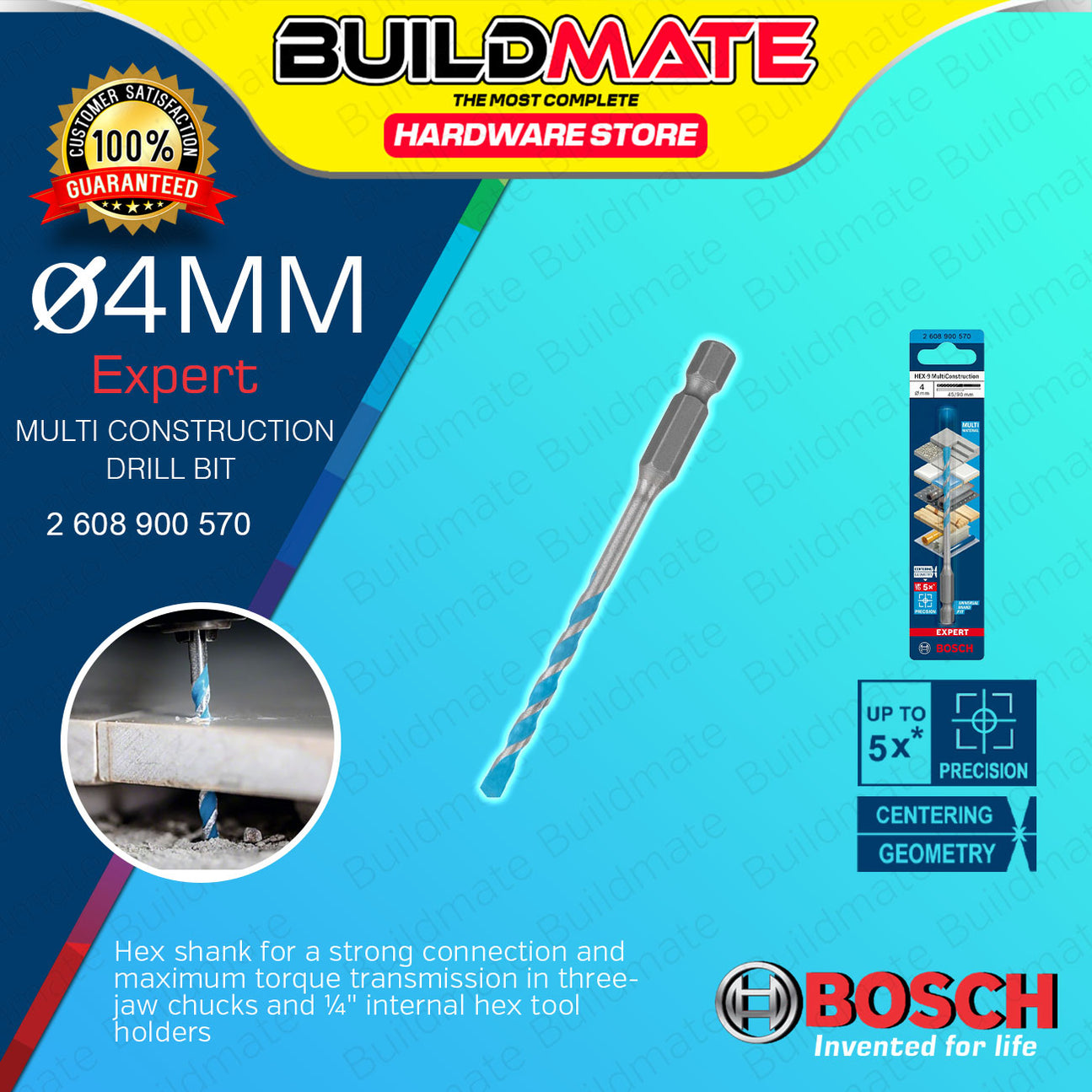 BUILDMATE Bosch EXPERT HEX-9 MCB Multi Constrution Drill Bit 1/4" Shan ...