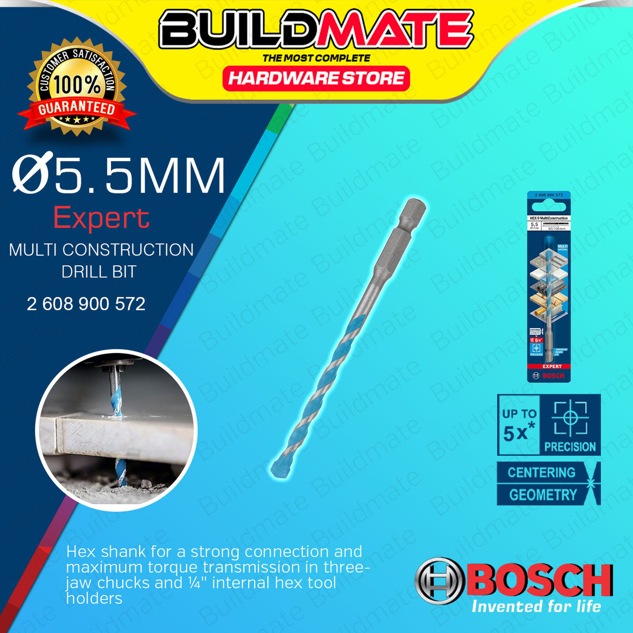 BUILDMATE Bosch EXPERT HEX-9 MCB Multi Constrution Drill Bit 1/4" Shan ...