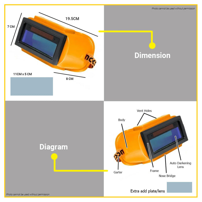 BUILDMATE Ingco Auto Darkening Welding Goggles Safety Eye Protection A ...