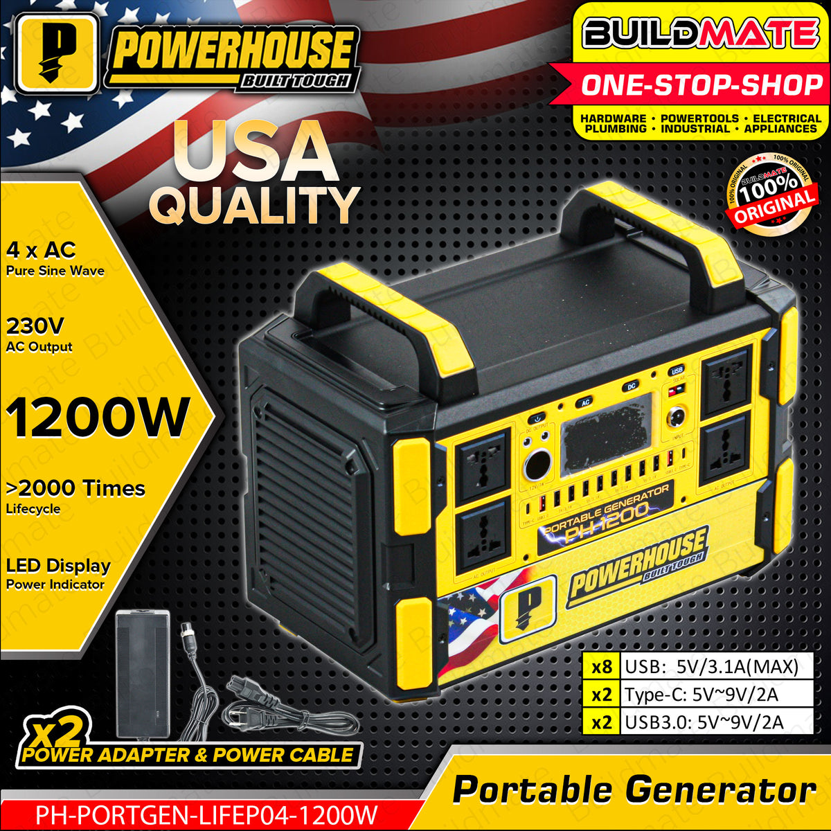 BUILDMATE Powerhouse 1200W Cordless Portable Mini Electric Generator P ...