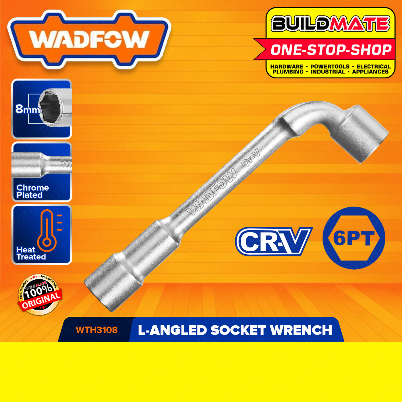 WADFOW L-Angled Socket Wrench 8mm To 19mm Hand Tools Chrome-Plated SOL ...