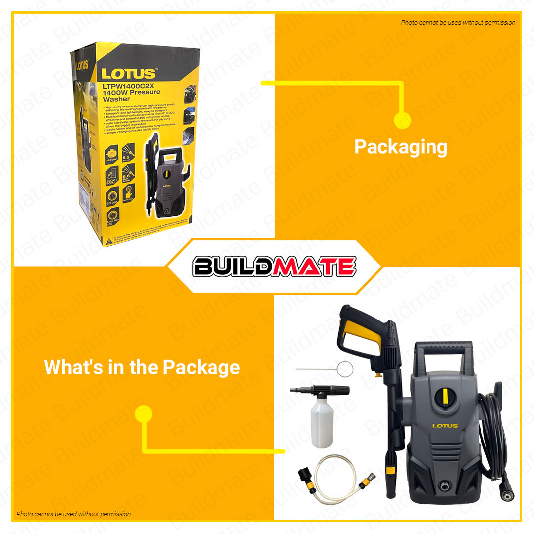 BUILDMATE Lotus Pressure Washer 1400W Car Washer Machine Power Spray S ...