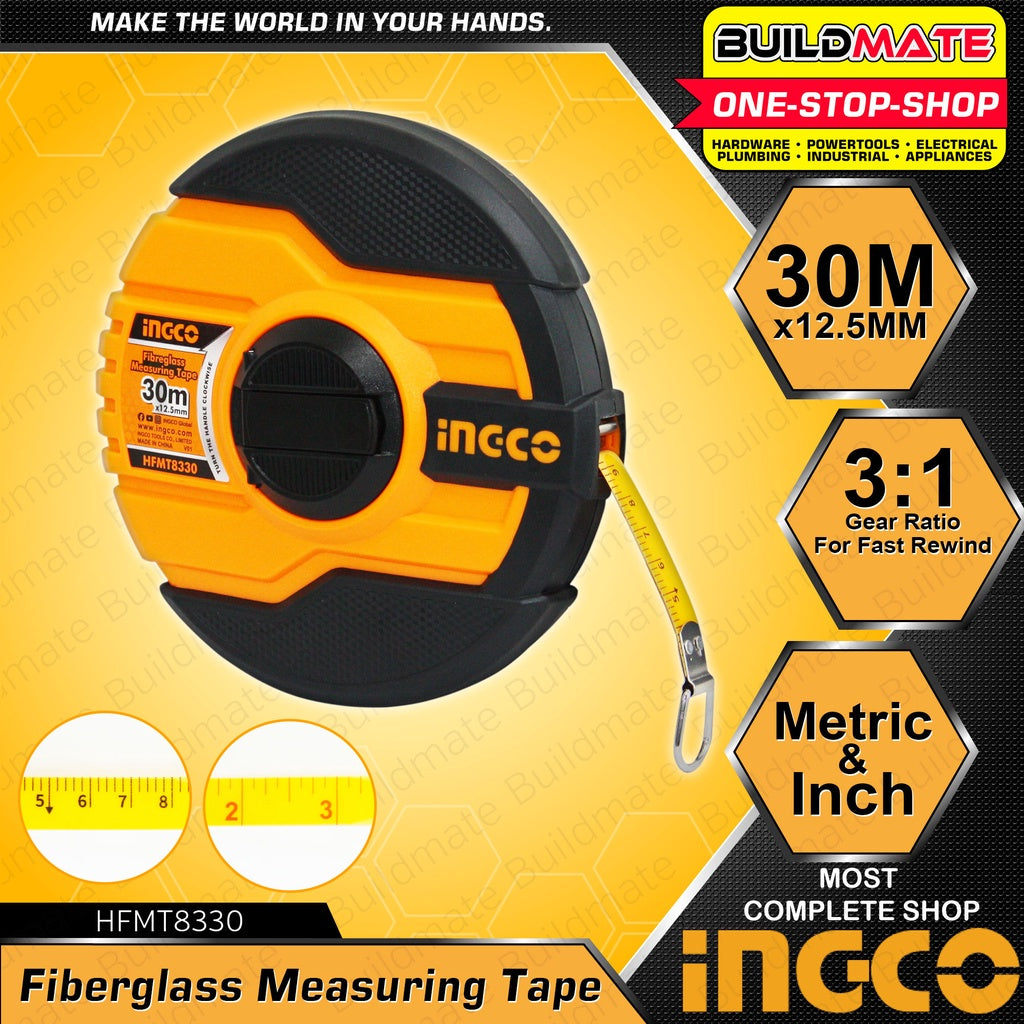 INGCO Fiberglass Measuring Tape 30mx12.5mm | 50mx12.5mm Wheel Tape Mea ...