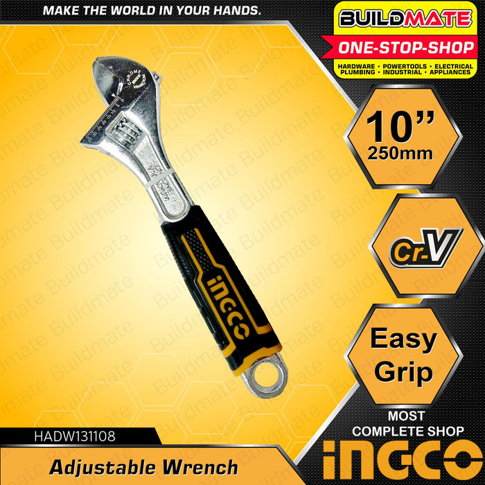 BUILDMATE Ingco 6" - 12" Inch Adjustable Wrench Cr-V Heavy Duty Hand R ...