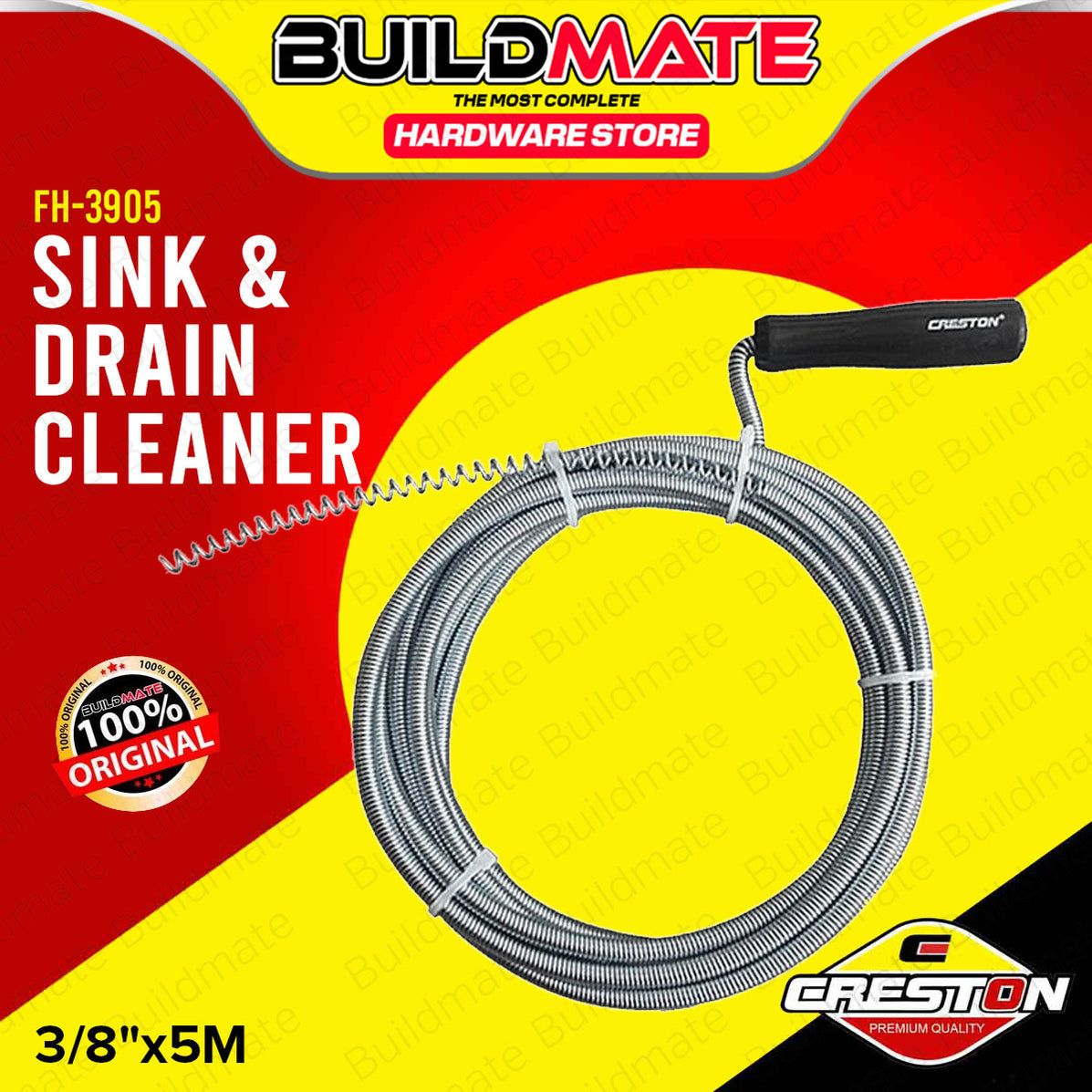 BUILDMATE Creston Sink and Drain Cleaner 2M-5M Heavy Duty Pipe Cleaner ...