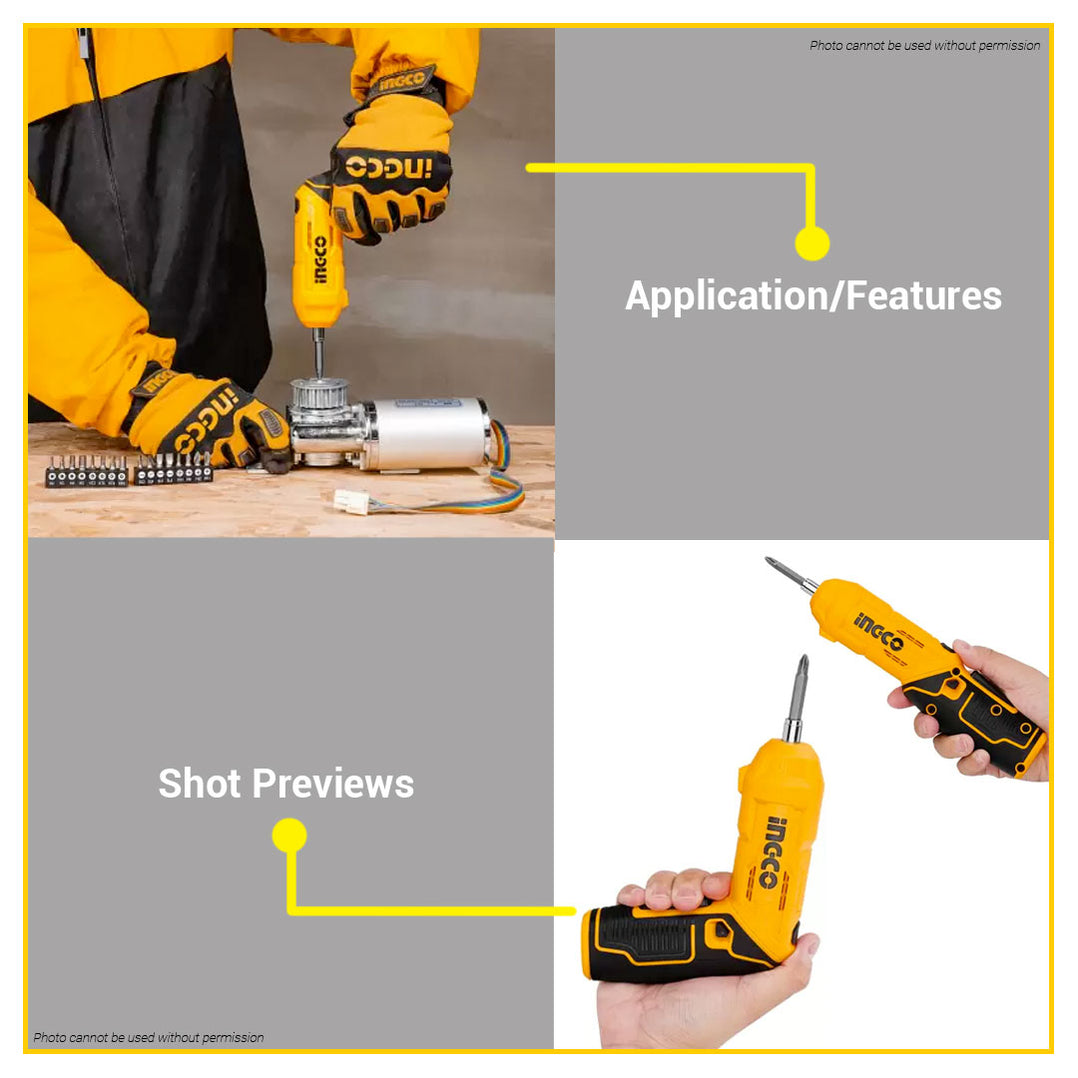 INGCO Lithium-Ion Cordless Screwdriver Set 4V / 8V with Handheld with ...