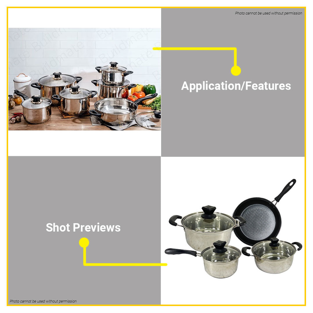 MICROMATIC Stainless Steel Cookware Pot Set 7 PCS/SET MCS-7 •BUILDMATE ...