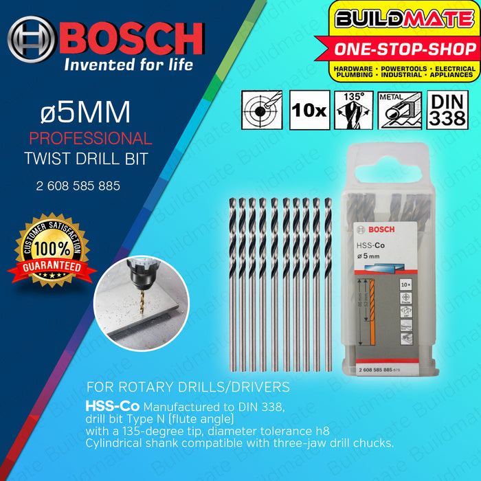BUILDMATE Bosch 10PCS Metal Drill Bit Set 3MM - 7.5MM HSS-Co Twist Dri ...