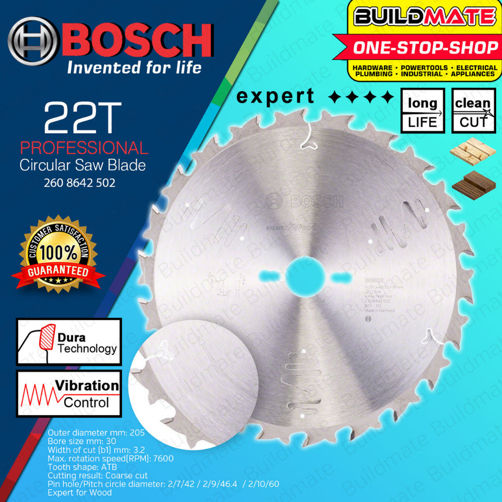 BUILDMATE Bosch Circular Saw Blade for Mitre Saw 10" Inch 22T | 80T Wo ...