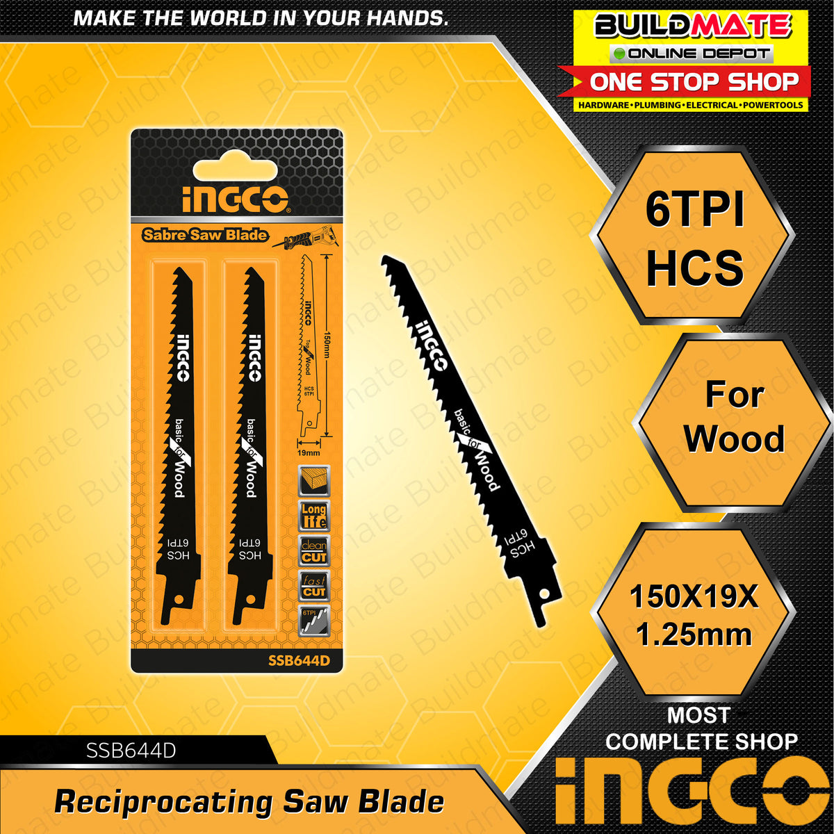 INGCO Reciprocating Saw Blade for METAL | WOOD •BUILDMATE• IHT — Buildmate