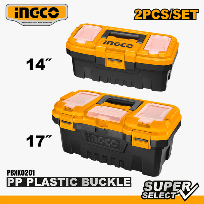 BUILDMATE Ingco 2PCS/SET 14" Inch & 17" Inch Plastic Toolbox Set with ...
