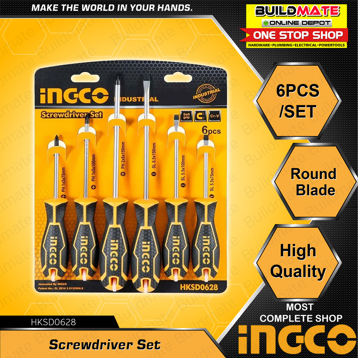 INGCO Screwdriver 6PCS/SET HKSD0628 •BUILDMATE• IHT — Buildmate