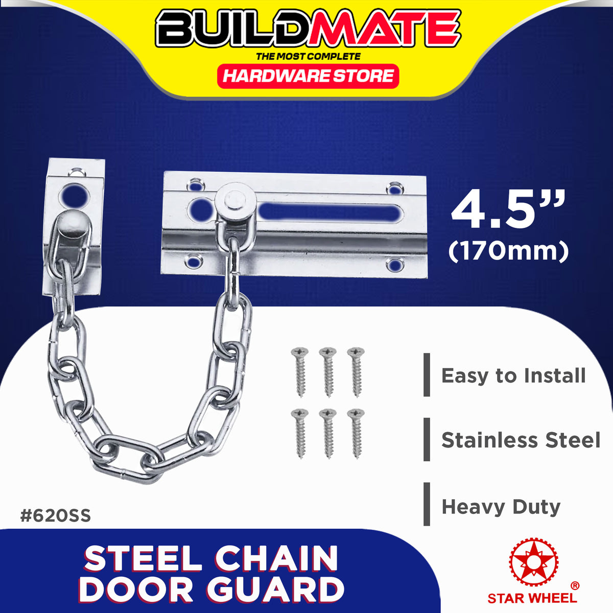 STAR WHEEL Chain Bolt Door Guard Lock #620 NP 100% ORIGINAL / AUTHENTI ...