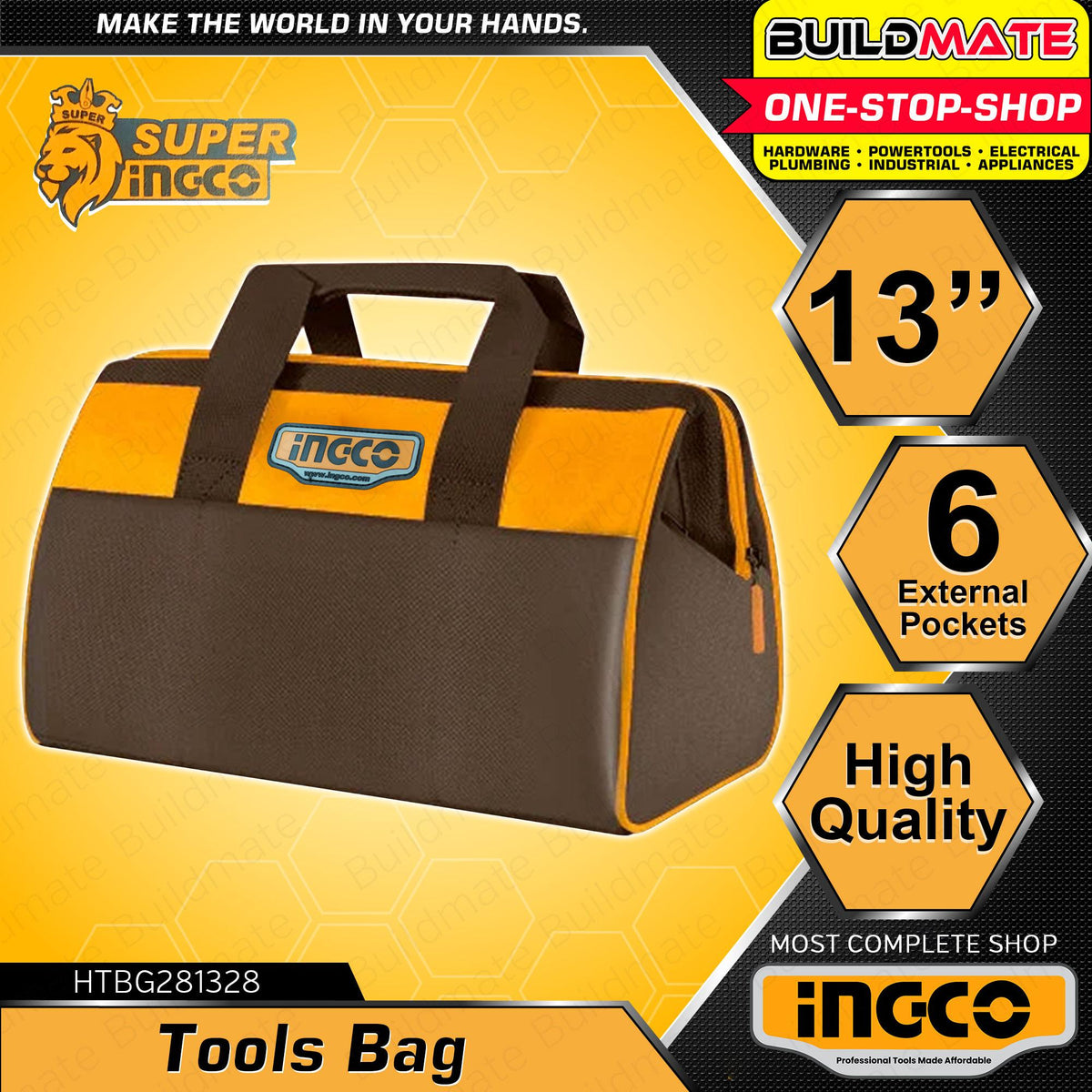 INGCO Tools Organizer Tool Bag 13" Inch SUPER SELECT Hand Bag Storage ...