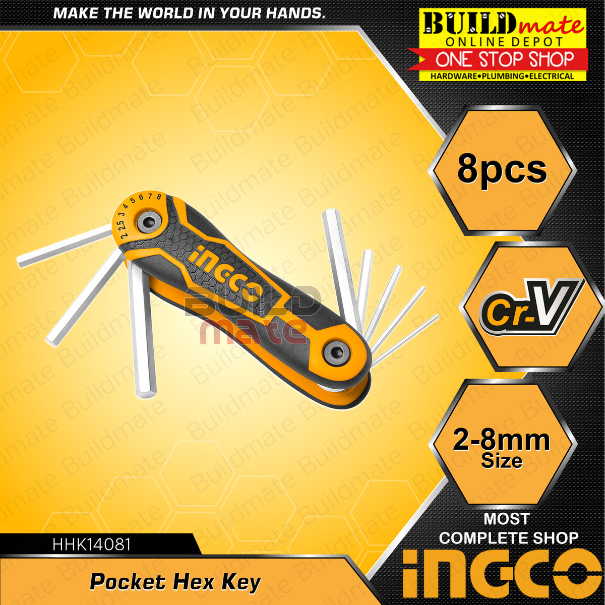INGCO Pocket Hex Key HHK14081 •BUILDMATE• IHT — Buildmate