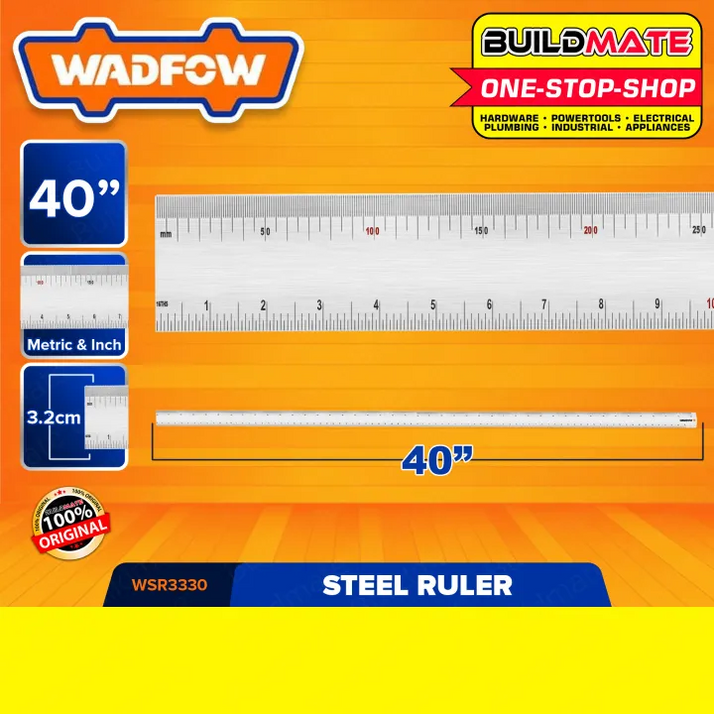 WADFOW 1000mm 40" Inch Ruler Metric & Inch Stainless Steel Measuring T ...