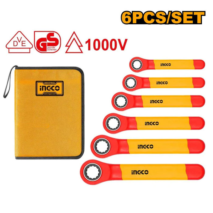 BUILDMATE Ingco 6PCS Insulated Ratchet Wrench Set Hand Tool HKISPA0603 ...